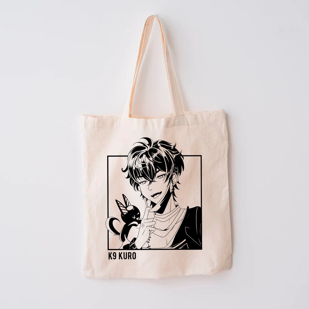 K9 Kuro Tote Bag, Vtuber Tote Bag, K9 Kuro Fan Merch, Cotton Canvas ...