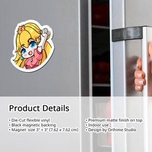 Princess Peach Fridge Magnet, Die Cut Magnets 3 3, Cute Fridge Magnet ...