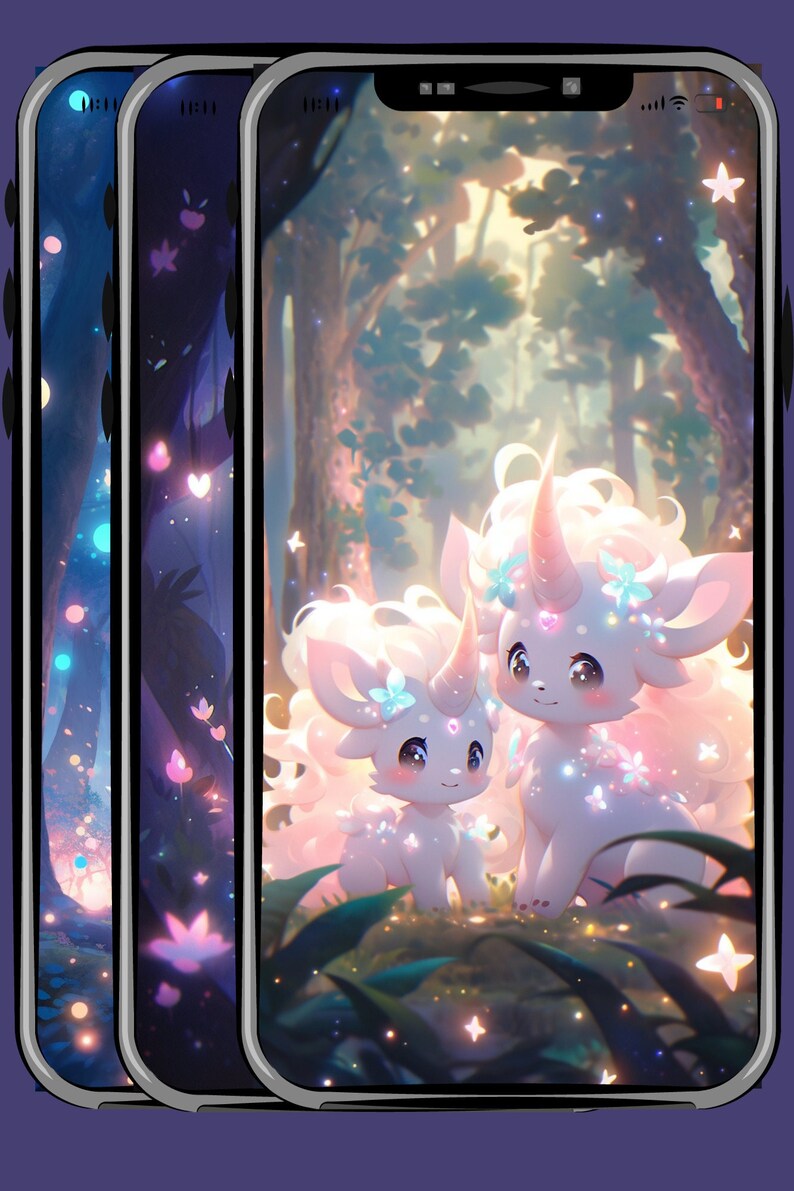 3 Cell Phone Backgrounds - Cute Mythical Creatures Wallpaper Set ...