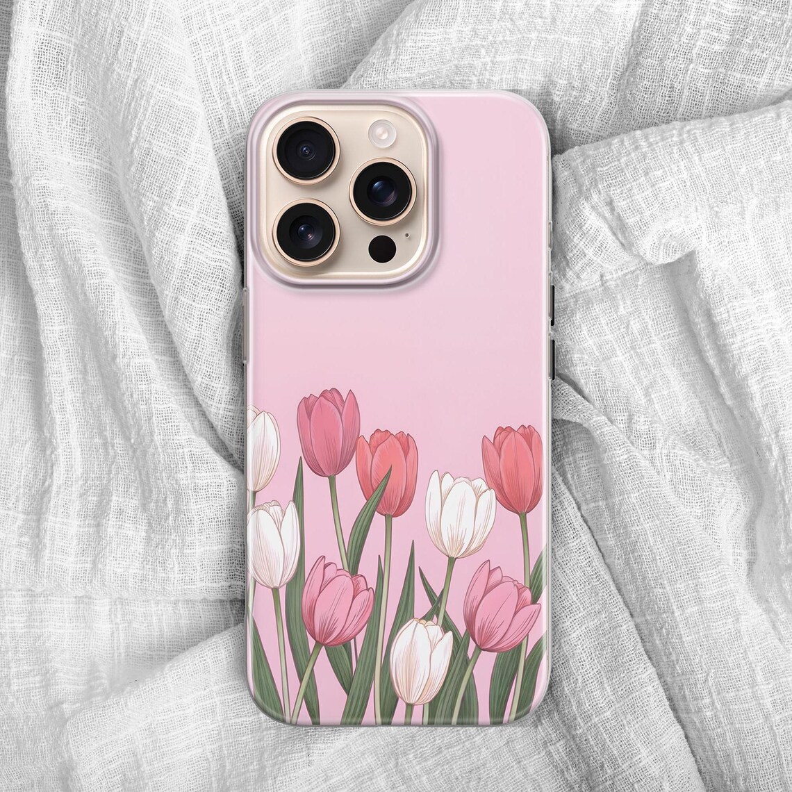Aesthetic Tulips Phone Case Spring Flower Cover for iPhone 16 Pro Max ...