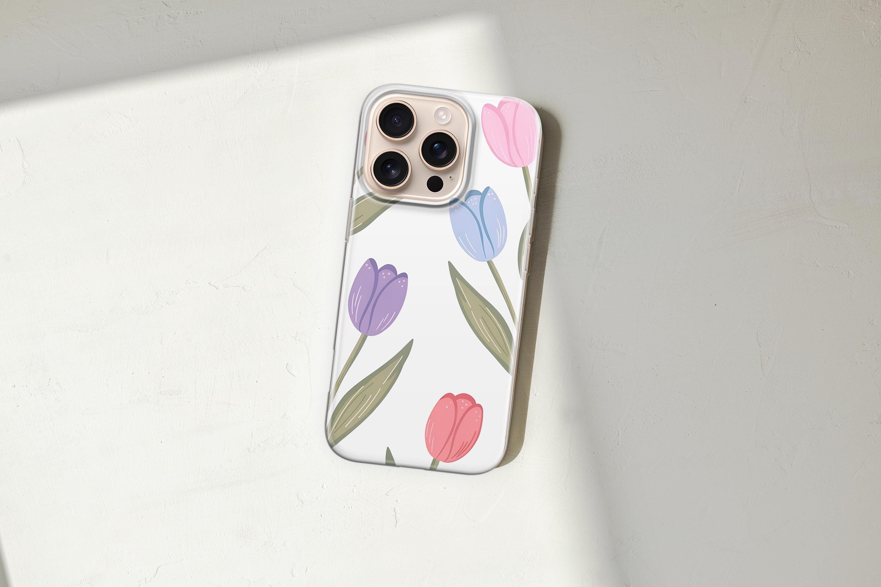 Aesthetic Tulips Phone Case Spring Flower Cover for iPhone 16 Pro Max ...