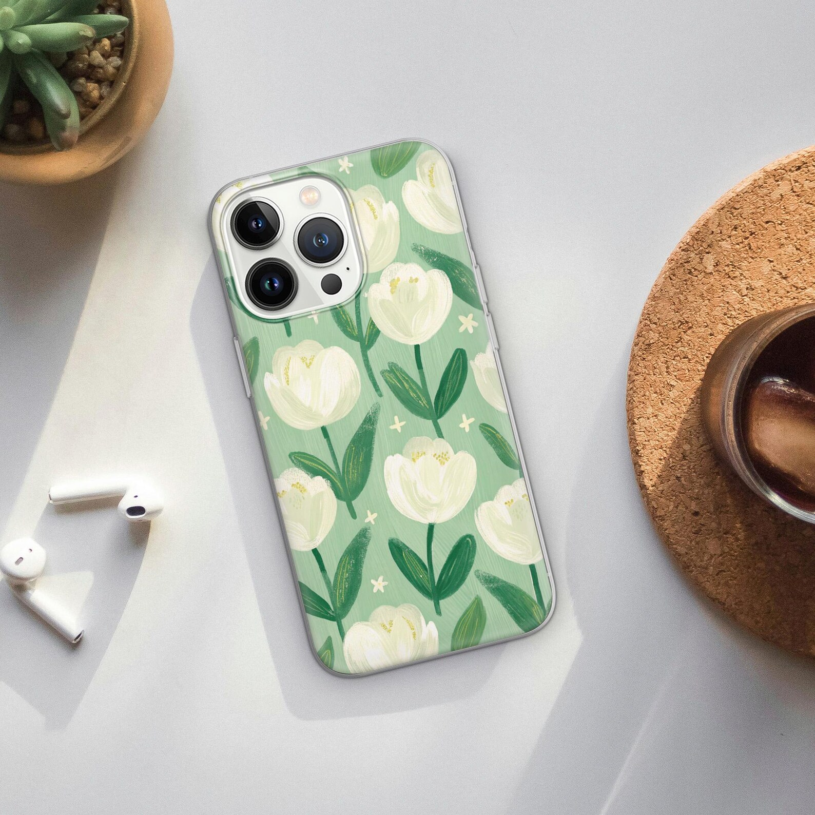 Girly Tulips Phone Case Fresh Look Cover for iPhone 17 Pro Max, 16e, 15 ...