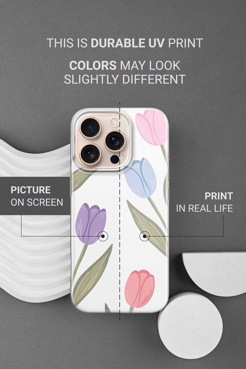 Aesthetic Tulips Phone Case Spring Flower Cover for iPhone 16 Pro Max ...