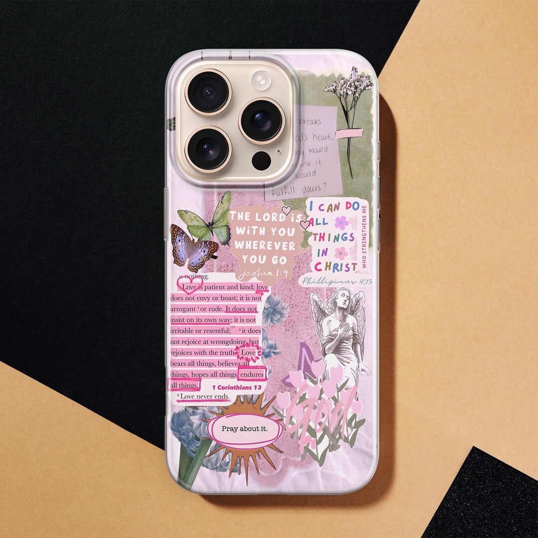 Faith God Phone Case Bible Verse Collage Cover for iPhone 16 Pro,14,13 ...