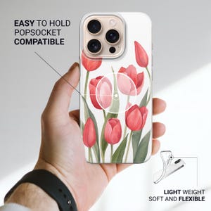 Aesthetic Tulips Phone Case Spring Flower Cover for iPhone 16 Pro Max ...