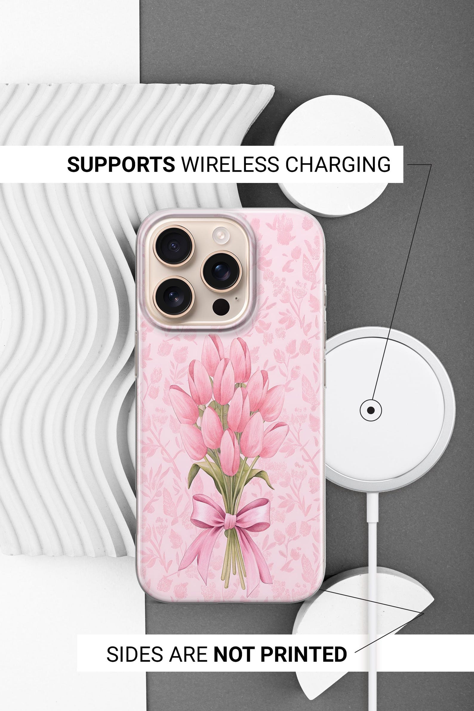 Aesthetic Tulips Phone Case Spring Flower Cover for iPhone 16 Pro Max ...
