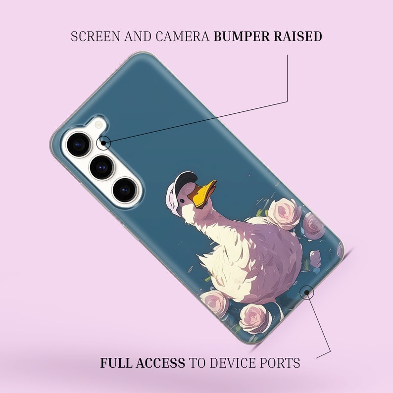 Cute Duck Phone Case Funny Geese Cover for Samsung A15, A54, Galaxy S24 ...