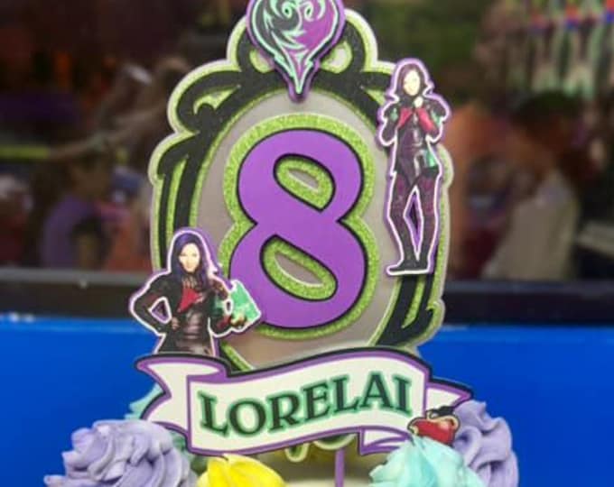 3D Descendants Cake Topper, Descendants Party, Mal Descendants Party ...