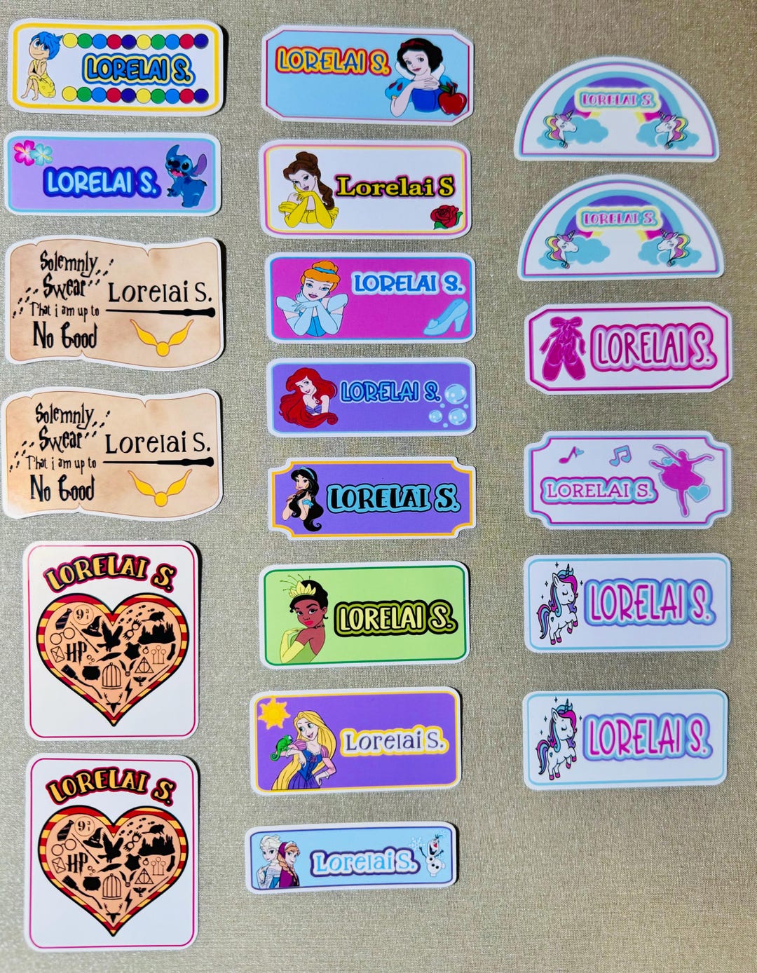 Set of 20 Custom Waterproof Name Stickers, Personalized School Labels ...