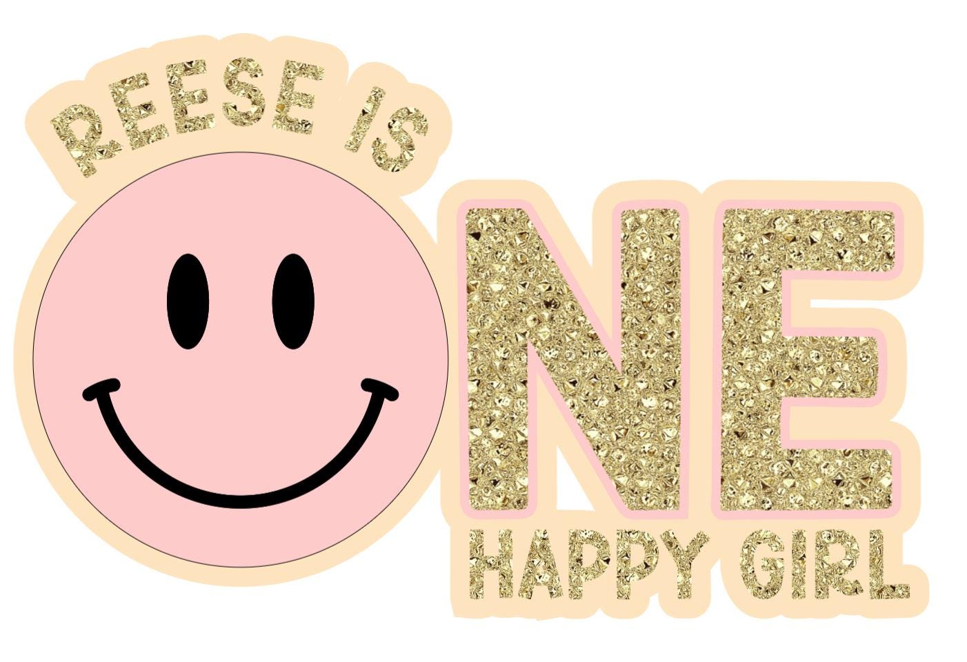One Happy Girl, Smiley Face 1st Birthday Cake Topper - Retro Party ...