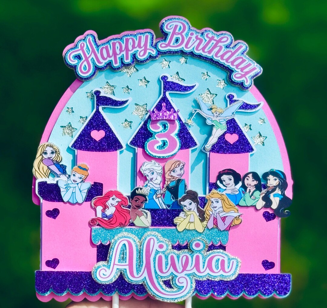 Disney Princess Cake Topper, Personalized Cake Topper,disney Princesses ...