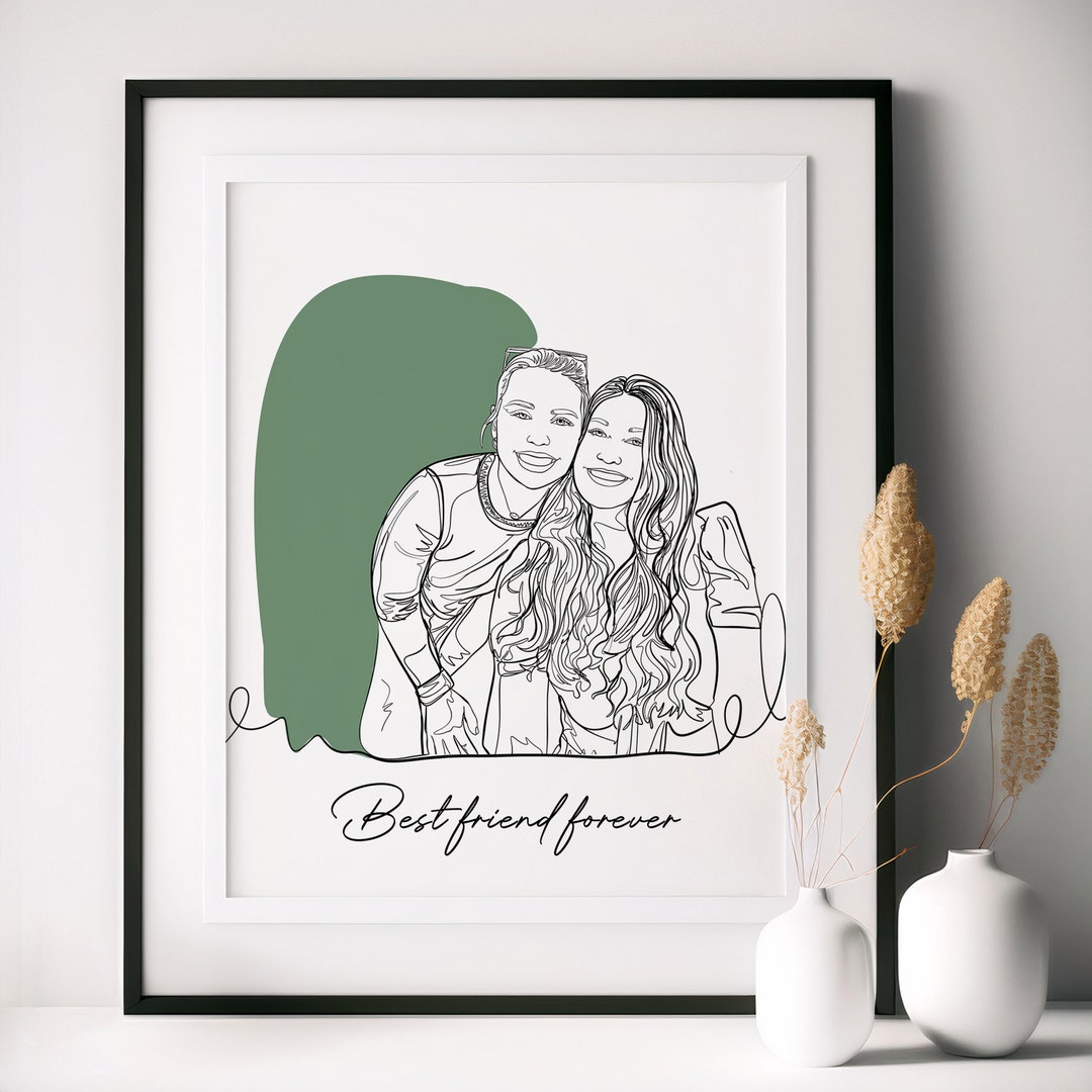 Custom Line Drawing From Photo - Best Friend Portrait - Last Minute ...