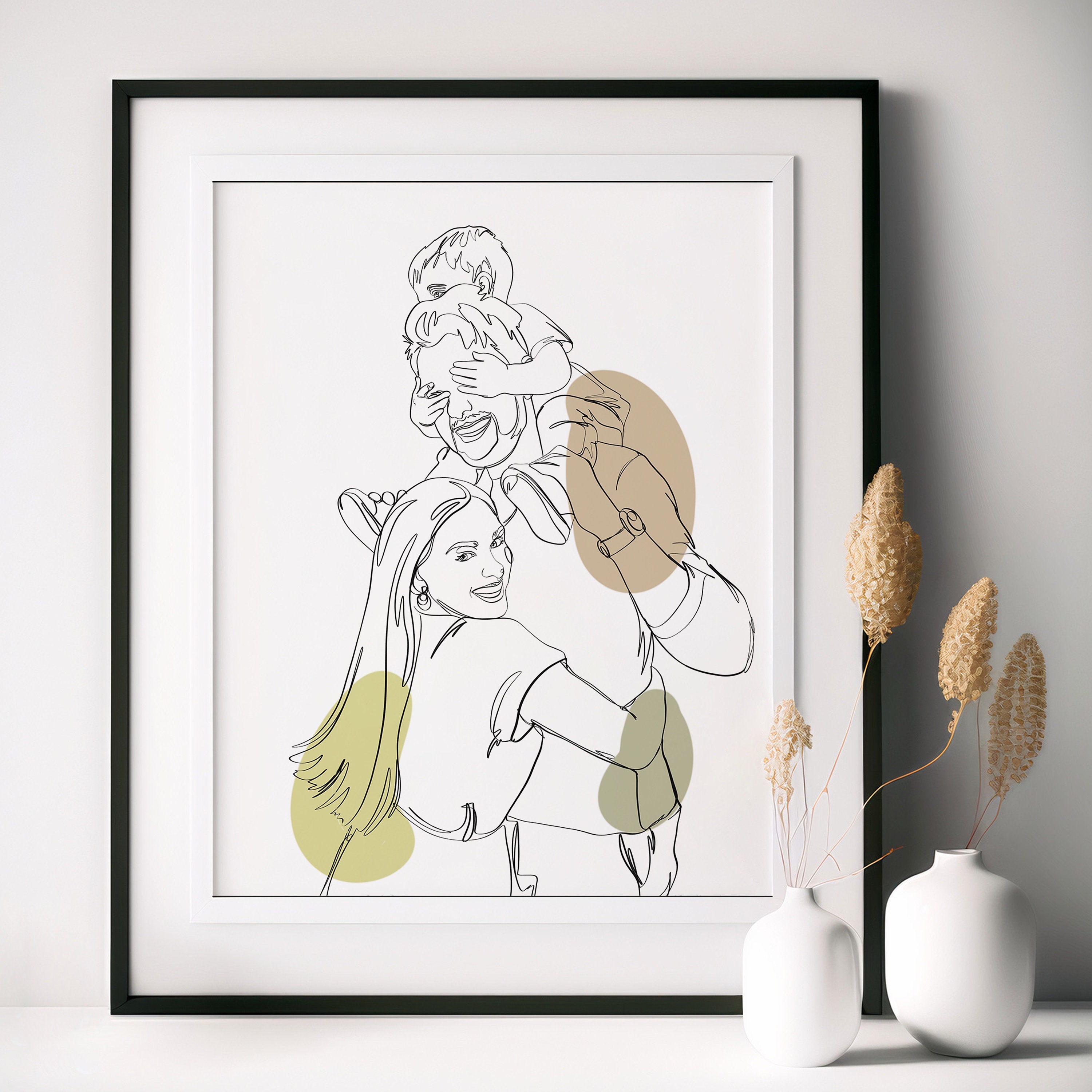 Line Art Drawing, Personalized Family Drawing, Gift for Christmas ...