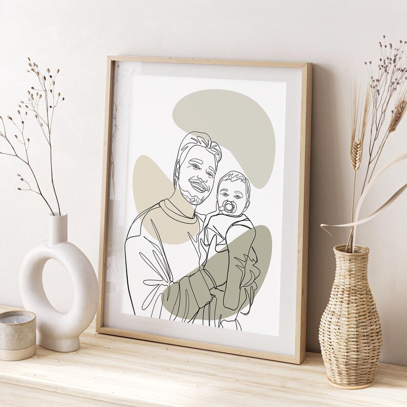 Custom Family Line Drawing, Personalized Father's Day Gift - Etsy