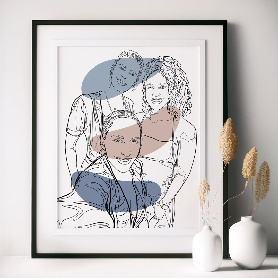 Custom Best Friend Line Drawing, Personalized Gift for Best Friend ...