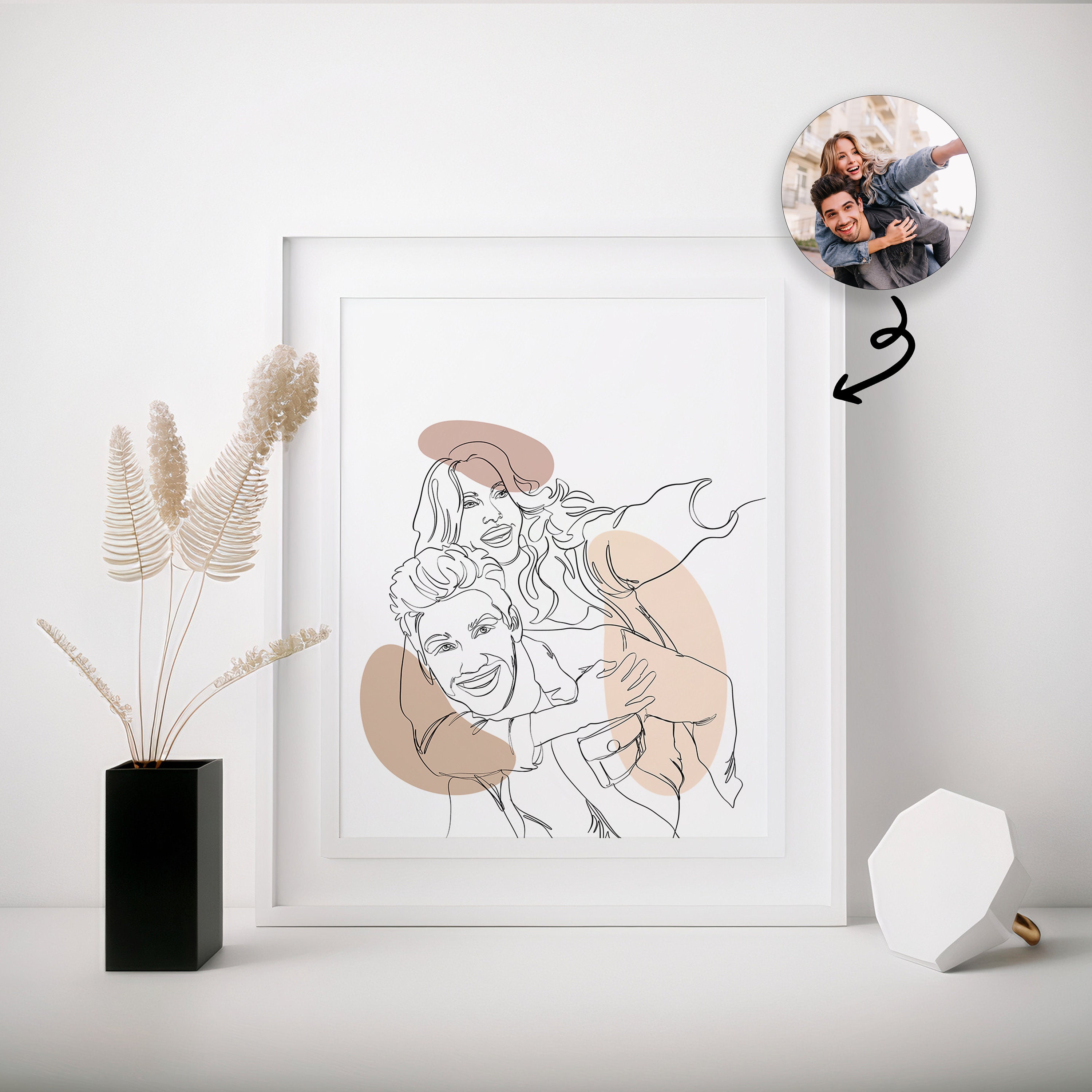 Line Art Drawing, Personalized Family Drawing, Gift for Christmas ...