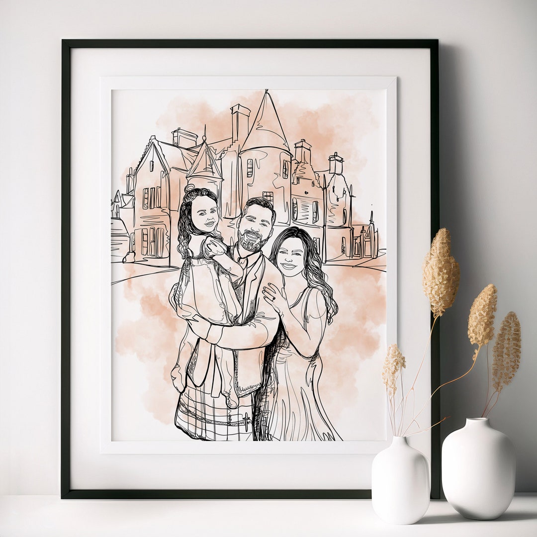 Personalized Line Drawing, Custom Line Art, Family Portrait, Gift for ...