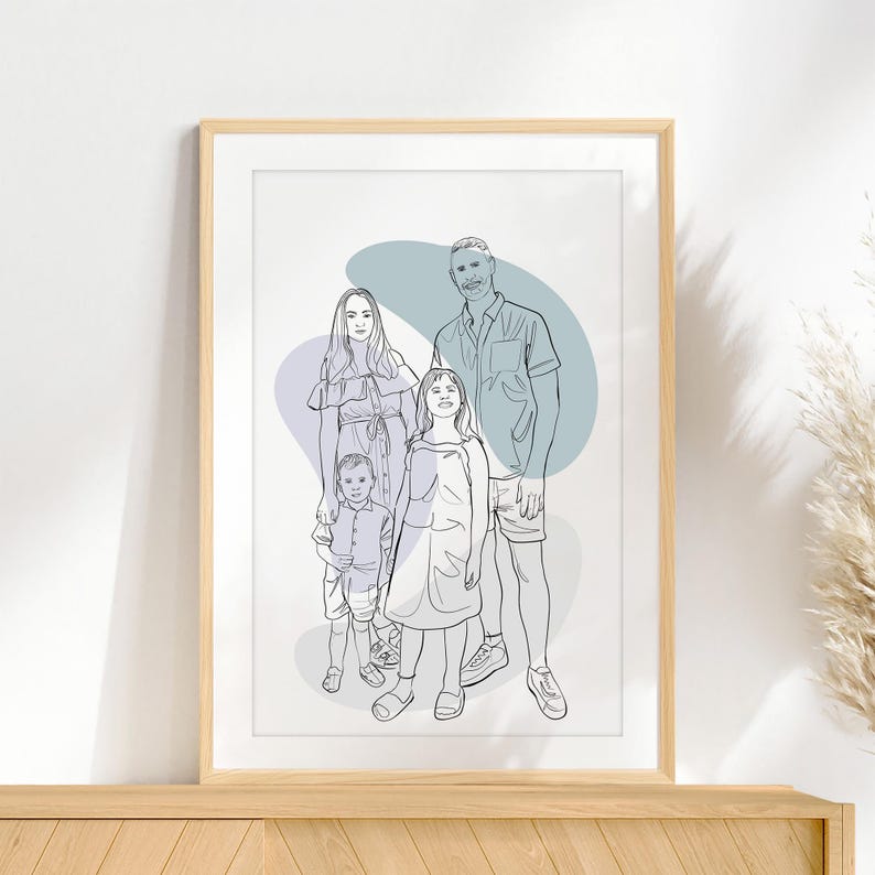 Custom Family Line Drawing, Personalized Father's Day Gift - Etsy