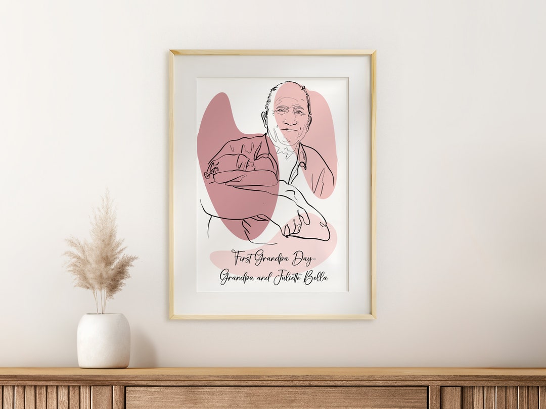 Custom Family Line Drawing, Personalized Custom Grandpa Gift, Custom ...