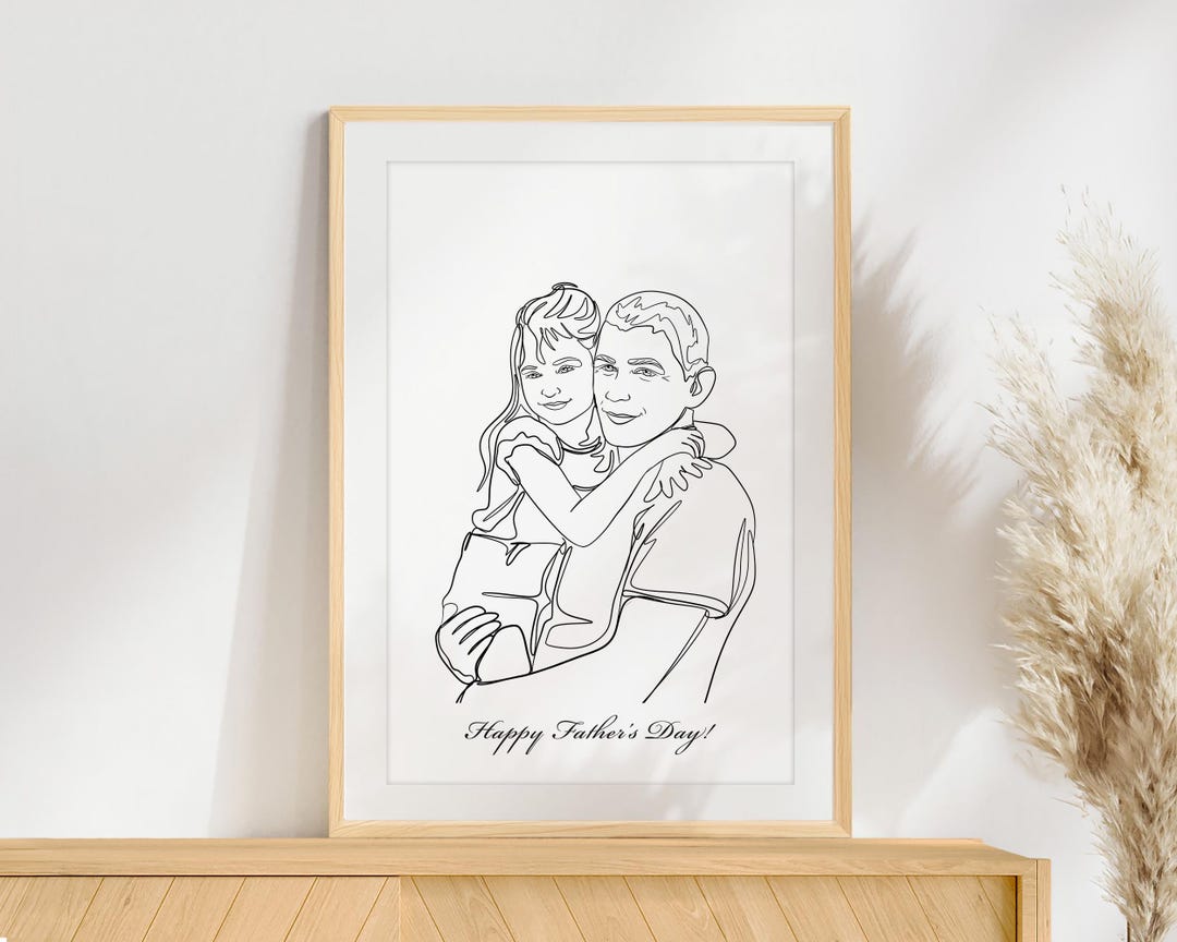 Custom Family Line Drawing, Personalized Father's Day Gift - Etsy