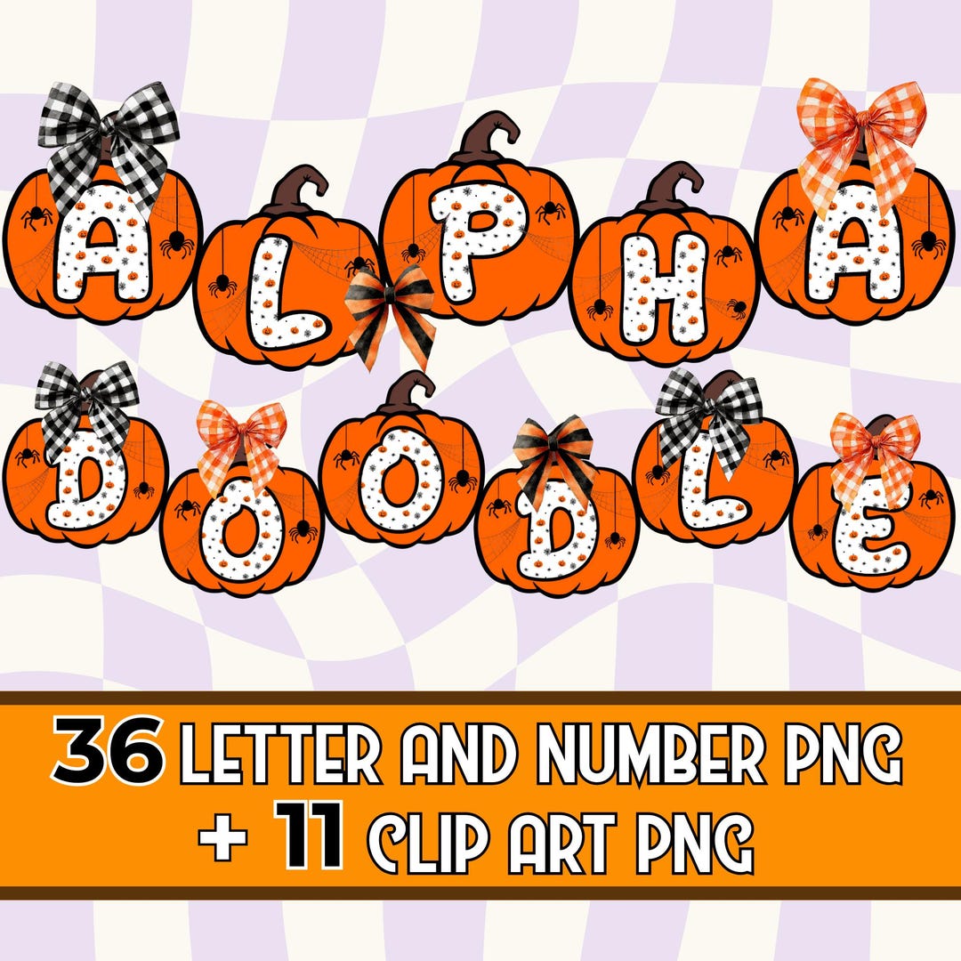 Halloween Doodle Alphabet Clipart PNG Bundle (digital Download) - Etsy