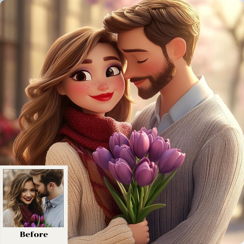 3D Cartoon Inspired Portrait, Pixar Style Portrait From Photo, Custom ...