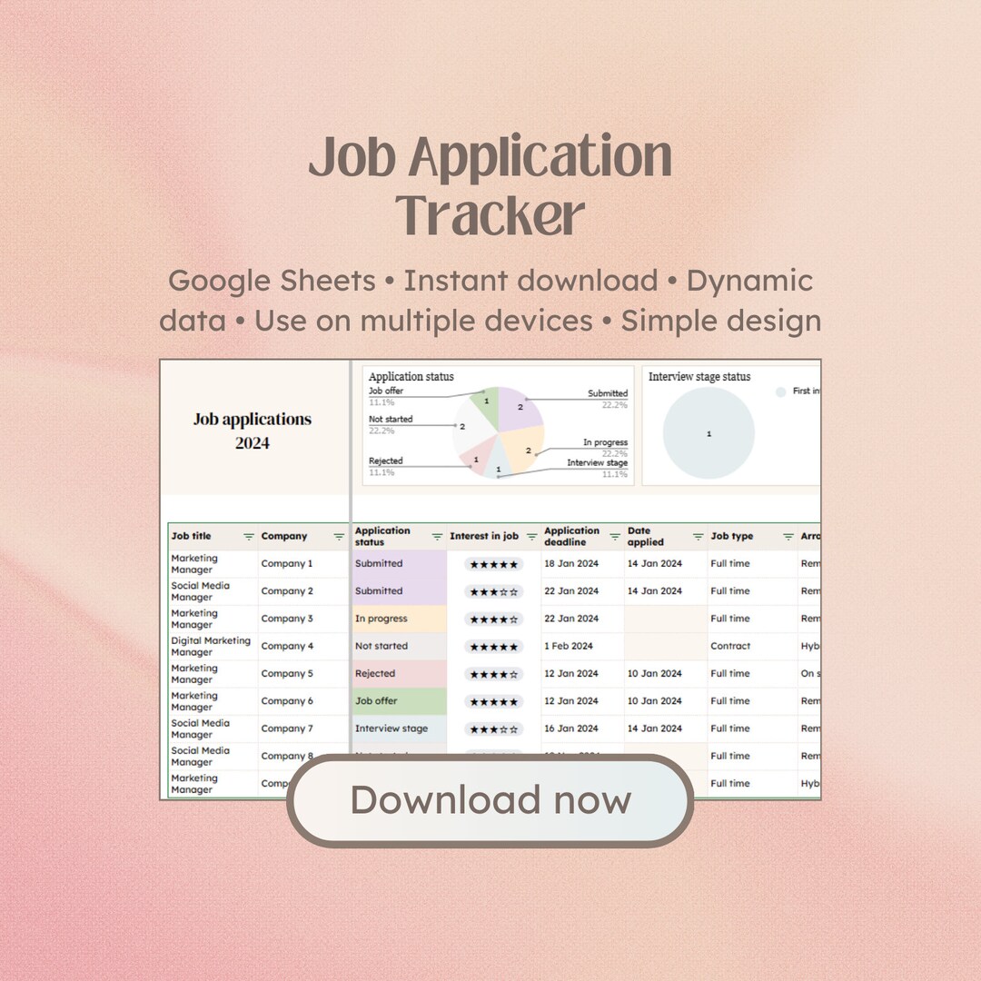 Job Application Tracker Interview Tracker Google Sheets Template Work ...