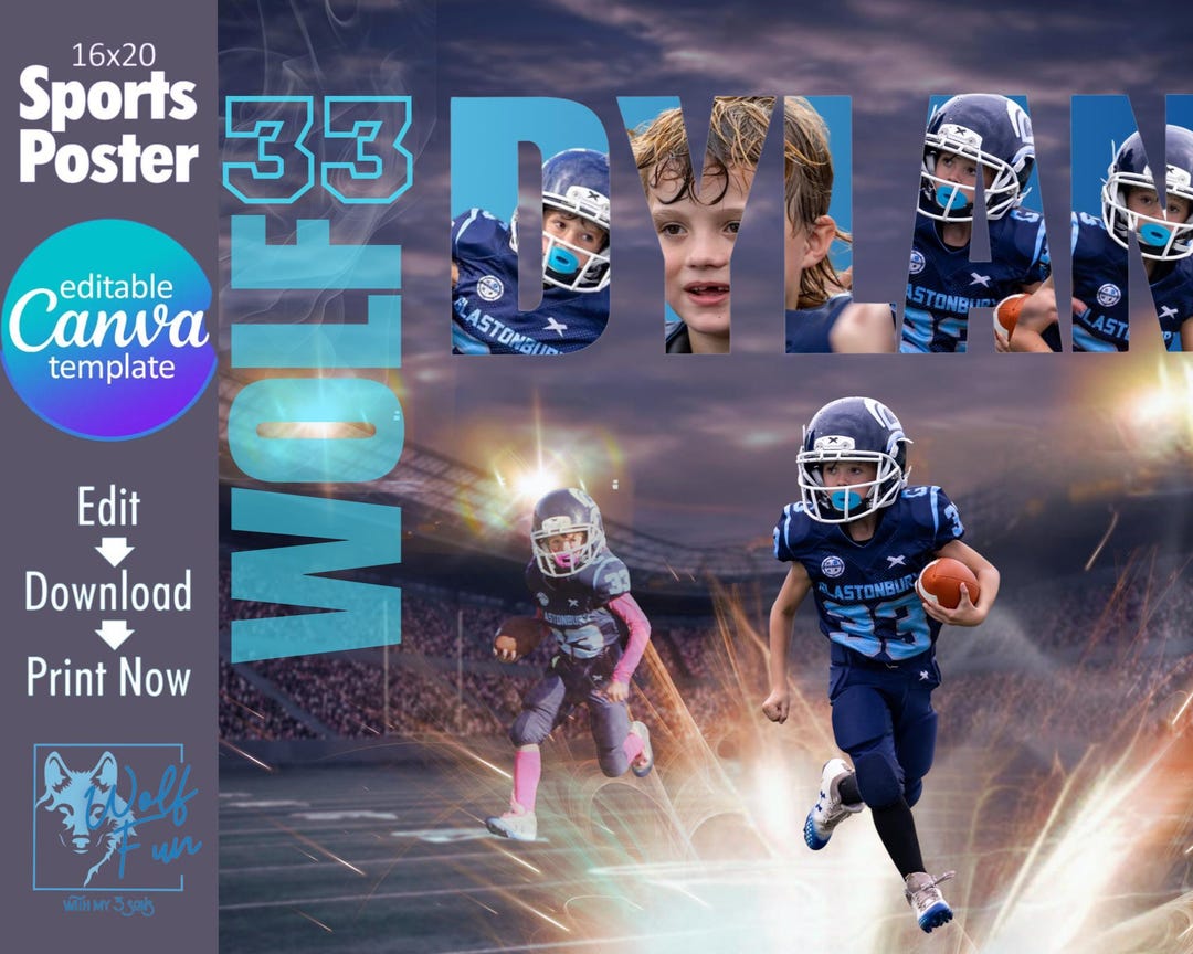 Custom Football Poster Canva Template - Etsy