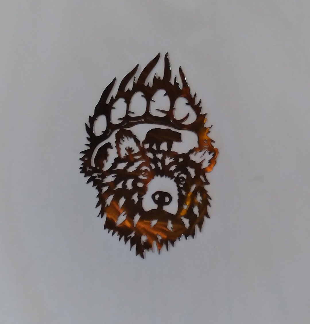 12 Metal Bear Paw Sign - Etsy