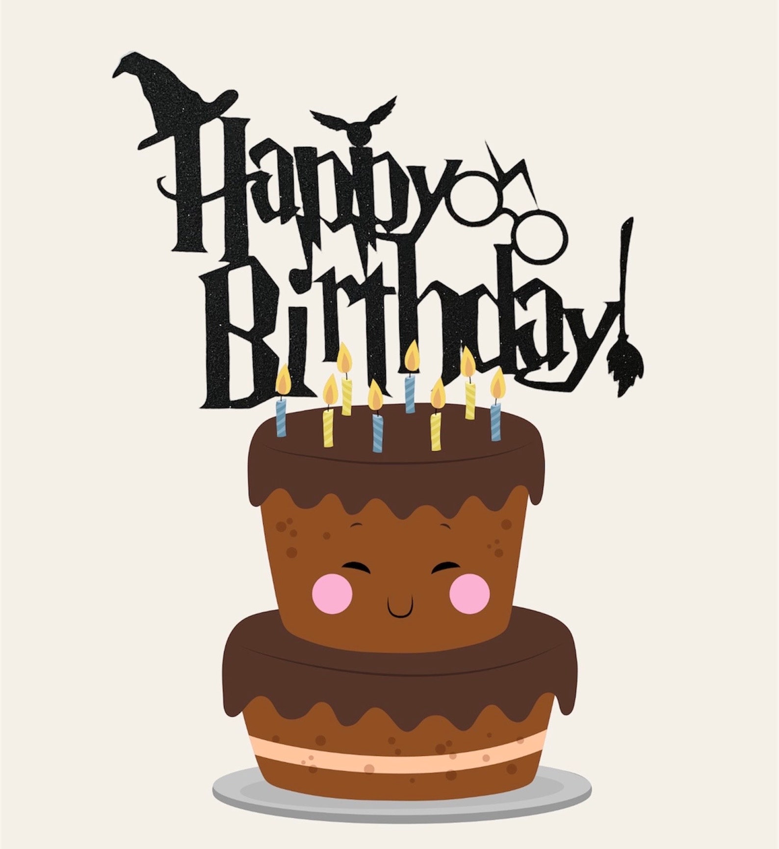Happy Birthday Potter Wizard Witch Harry Cake Topper SVG File Digital ...