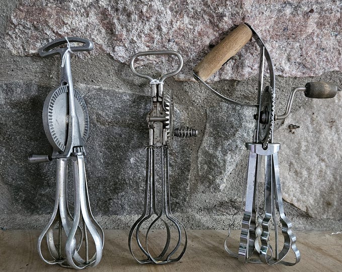Vintage Antique Manual Rotary Egg Beaters / Hand Mixers - Ullman - A&J ...