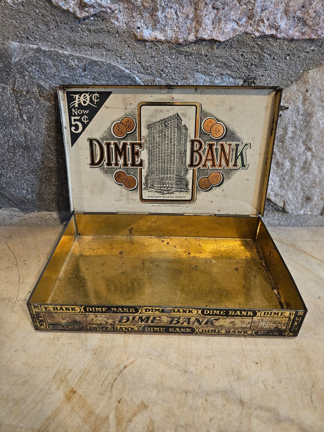 Antique Dime Bank Cigar Box Detroit Michigan Tin Tobacco Box - Etsy