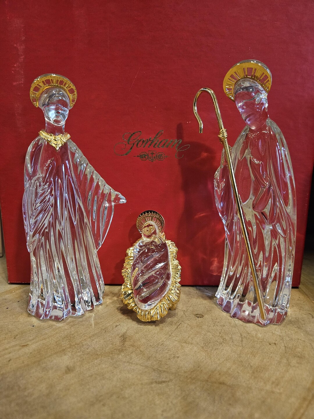 Vintage Gorham Lead Crystal Nativity Set, Pewter & Gold Accents - Etsy