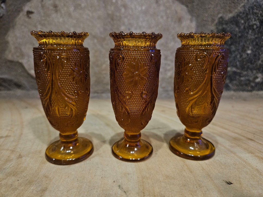 Tiara Toothpick Bud Vase Amber Glass Sandwich Pattern 3.75 Tall - Etsy