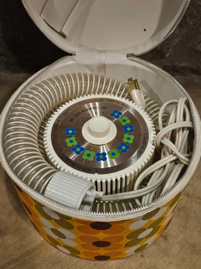 Vintage 1970s Lady Schick Tote N Dry Hair Dryer in Groovy Orange ...