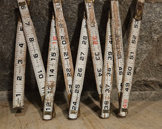 Vintage Folding Ruler, Carpenters Rule, White Painted Wood, 72 ...