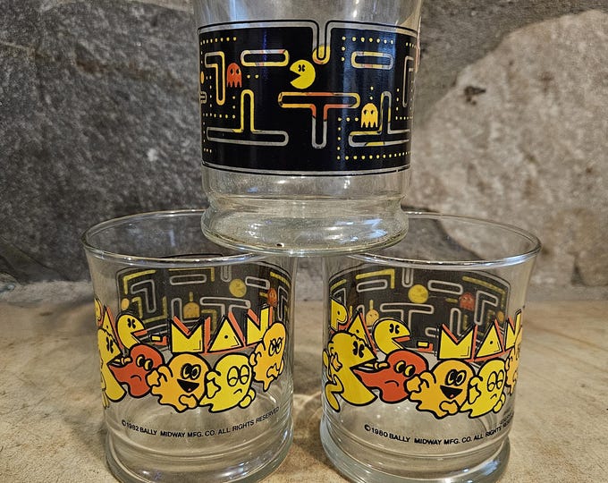 Vintage 1982 Pac Man Glass Tumblers, Set of 3 - Etsy