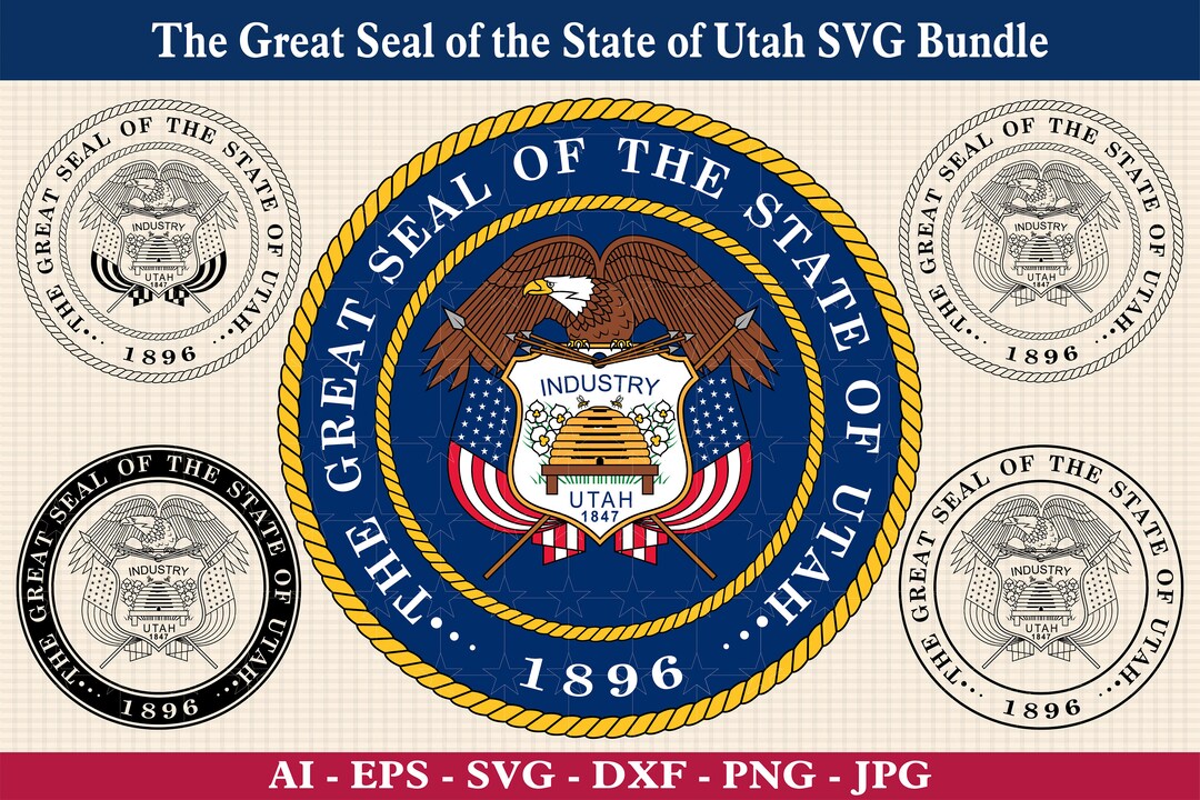 Pacote SVG do Grande Selo do Estado de Utah, Vetor do Selo de Utah ...