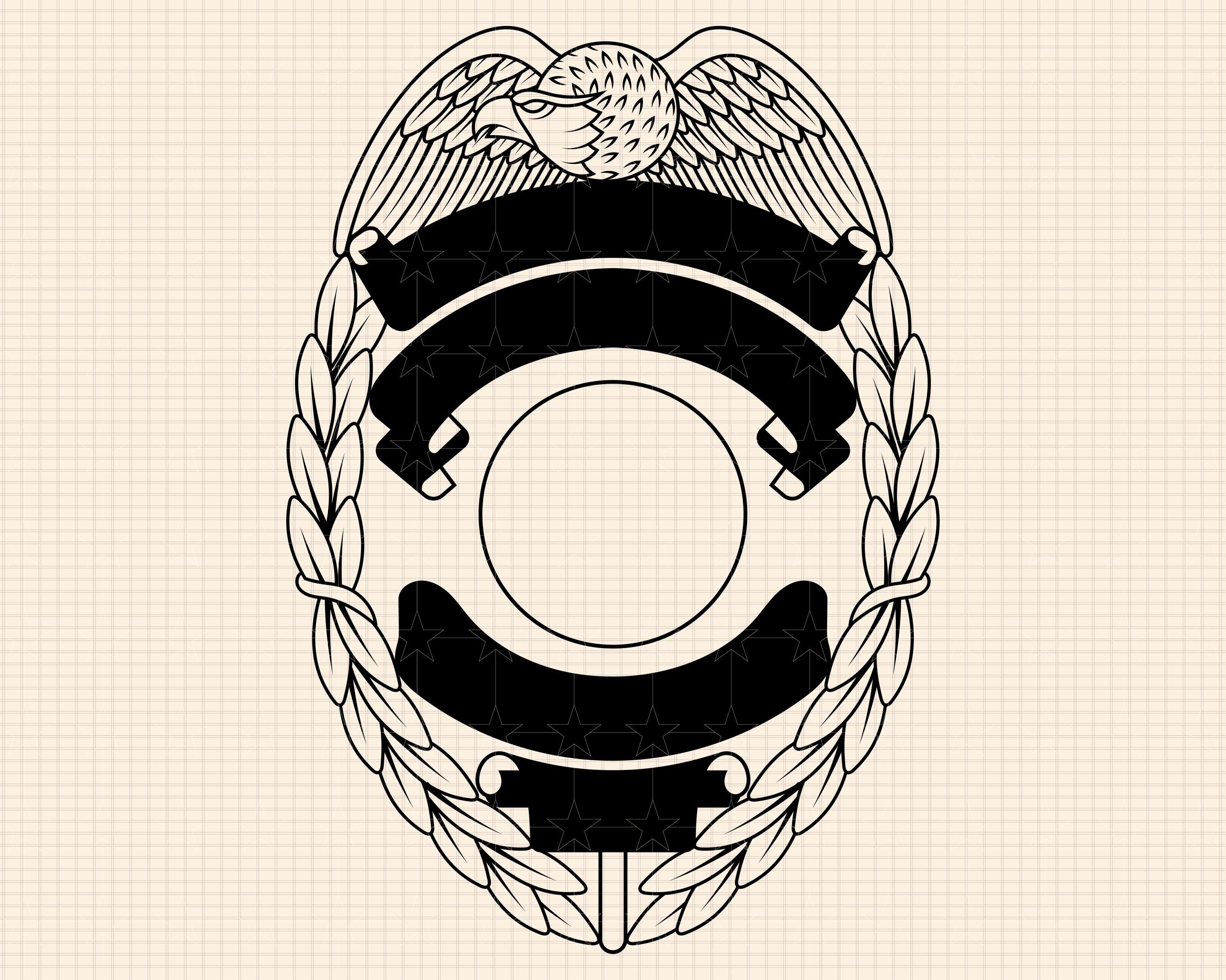 Police Badge Editable Blank Template SVG, Eagle Blank Police Badge ...