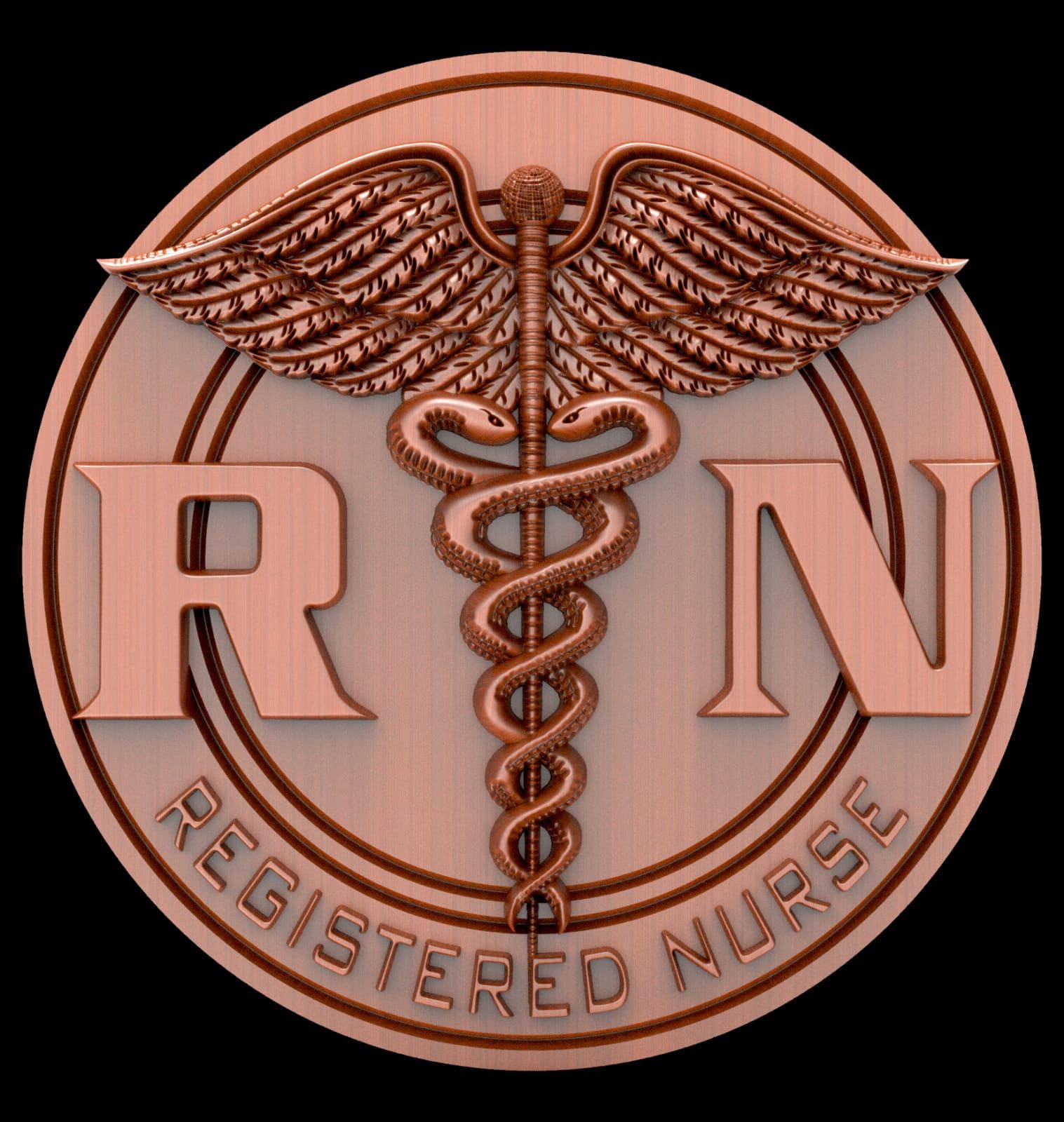 Registered Nurse Logo 3D Model, Caduceus Symbol Stl File, Nurse 3D STL ...