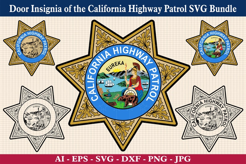 Door Insignia of the California Highway Patrol SVG Bundle, Seal of the California Highway Patrol ...
