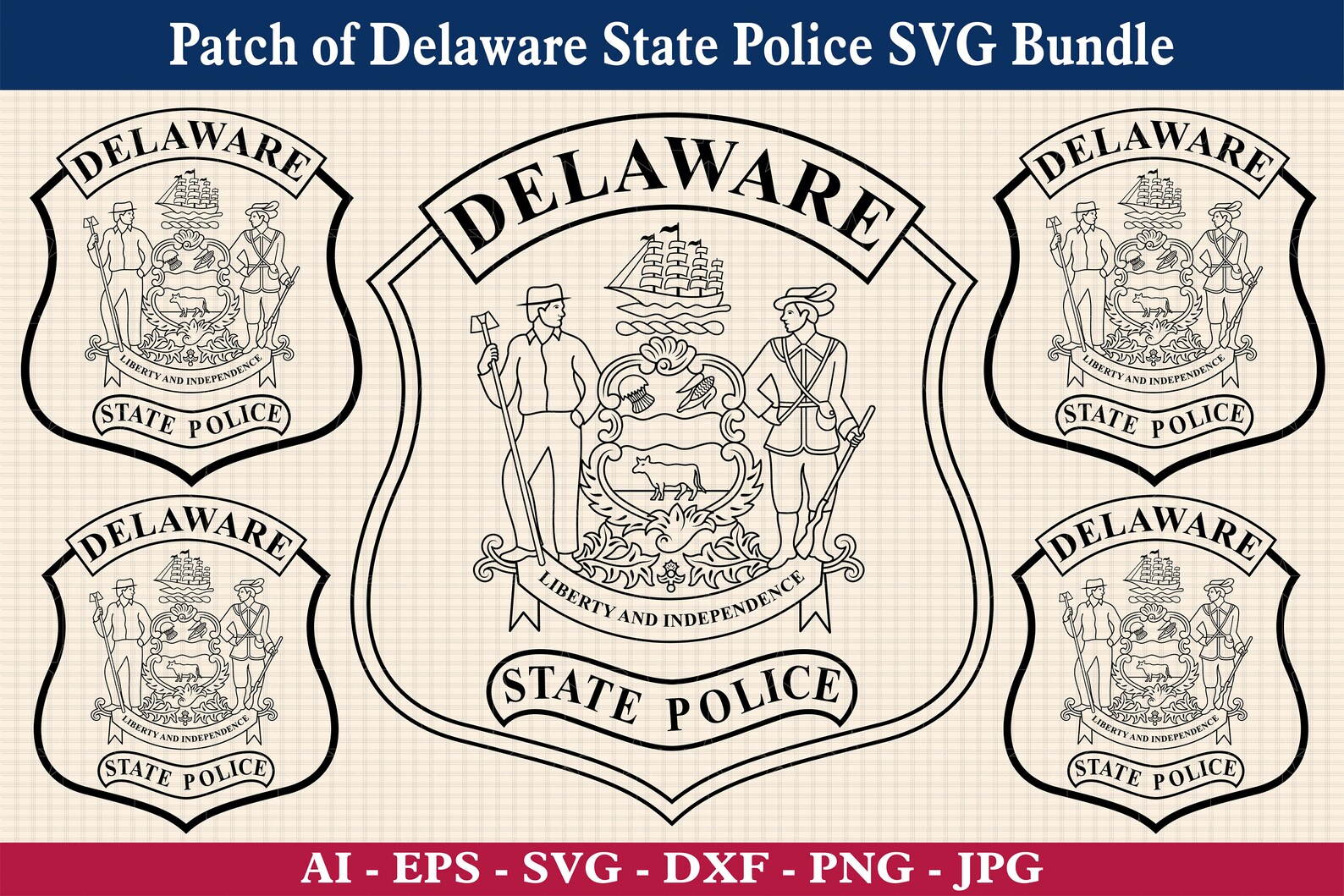 Patch of Delaware State Police SVG Bundle, Delaware State Police Emblem ...