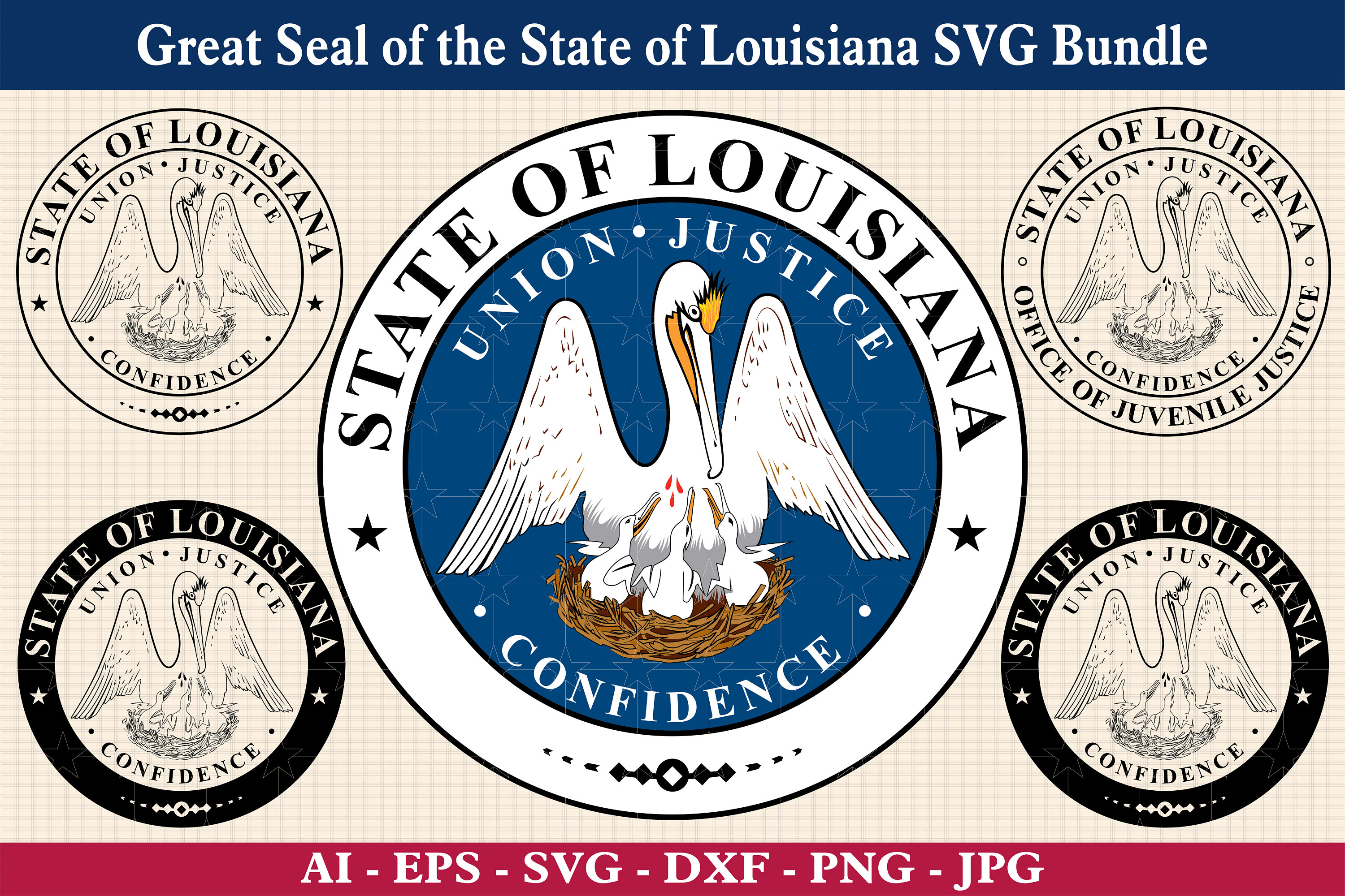 Great Seal of the State of Louisiana Svg Bundle, State of Louisiana ...
