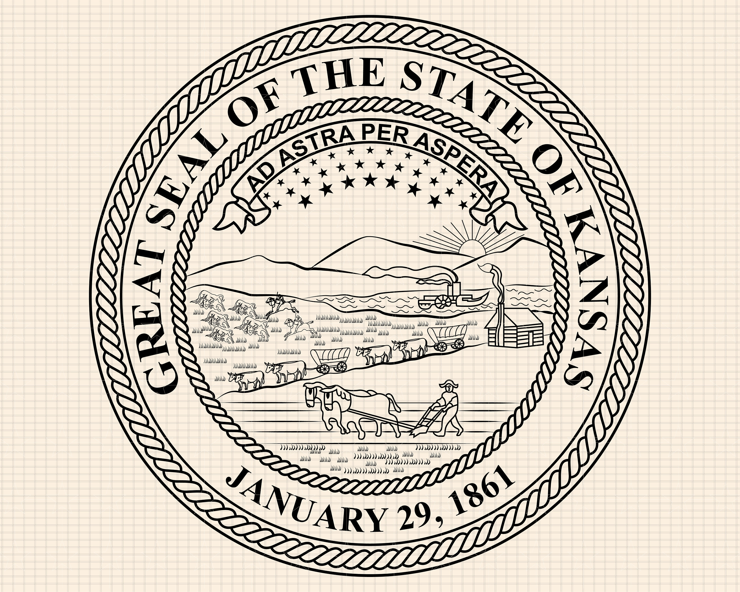 Great Seal of the State of Kansas SVG Bundle, Seal of Kansas Svg, State ...