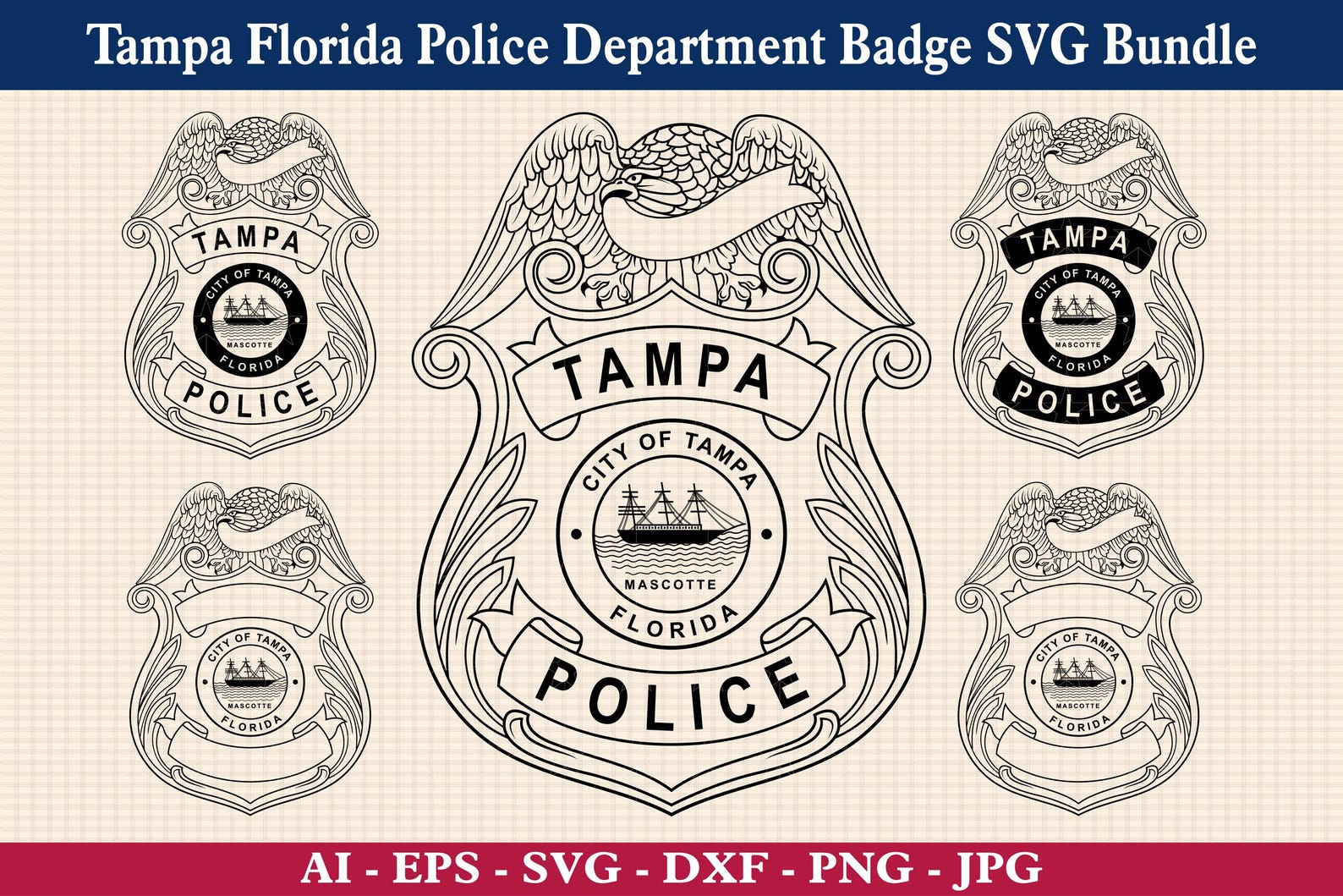 Tampa Florida Police Department Badge SVG Bundle, Tampa Police ...