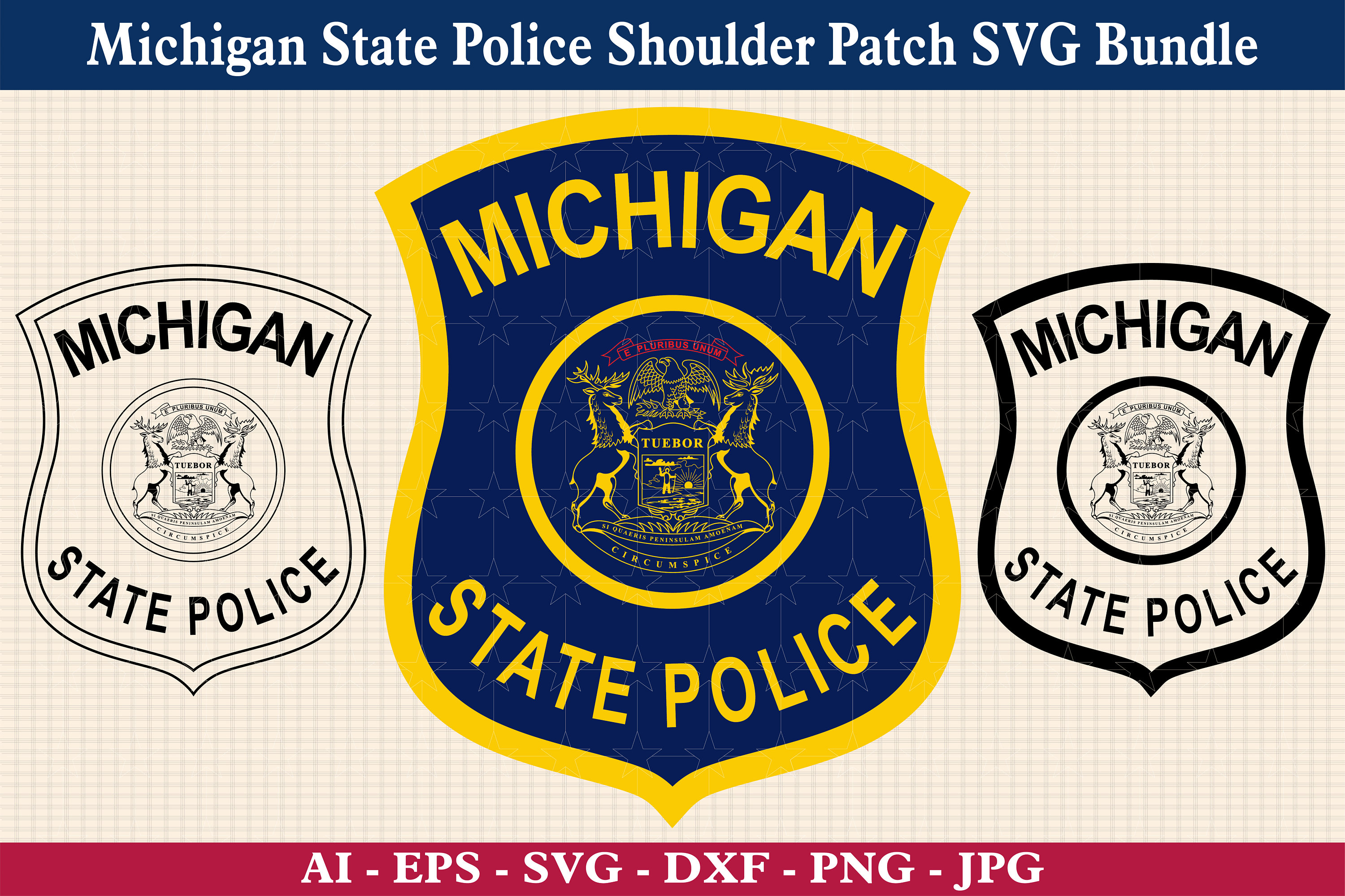Michigan State Police Shoulder Patch SVG Bundle, Michigan State Police ...