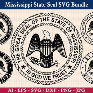 Mississippi State Seal SVG Bundle, Great Seal of Mississippi PNG Bundle ...