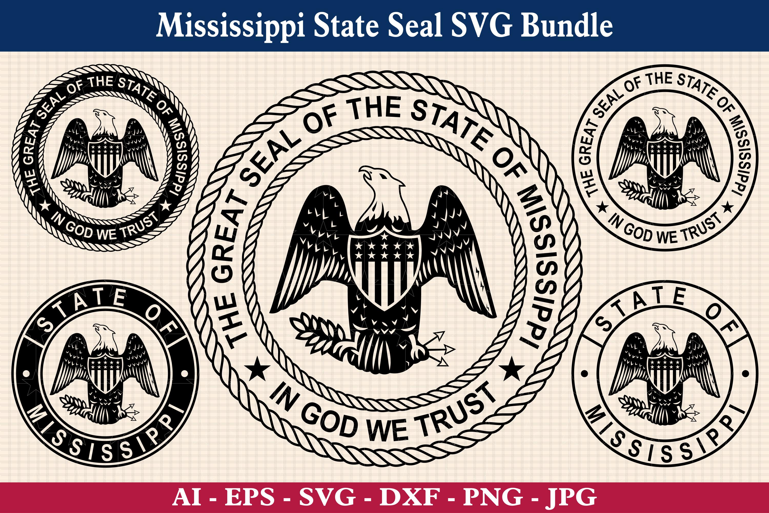 Mississippi State Seal SVG Bundle, Great Seal of Mississippi PNG Bundle ...