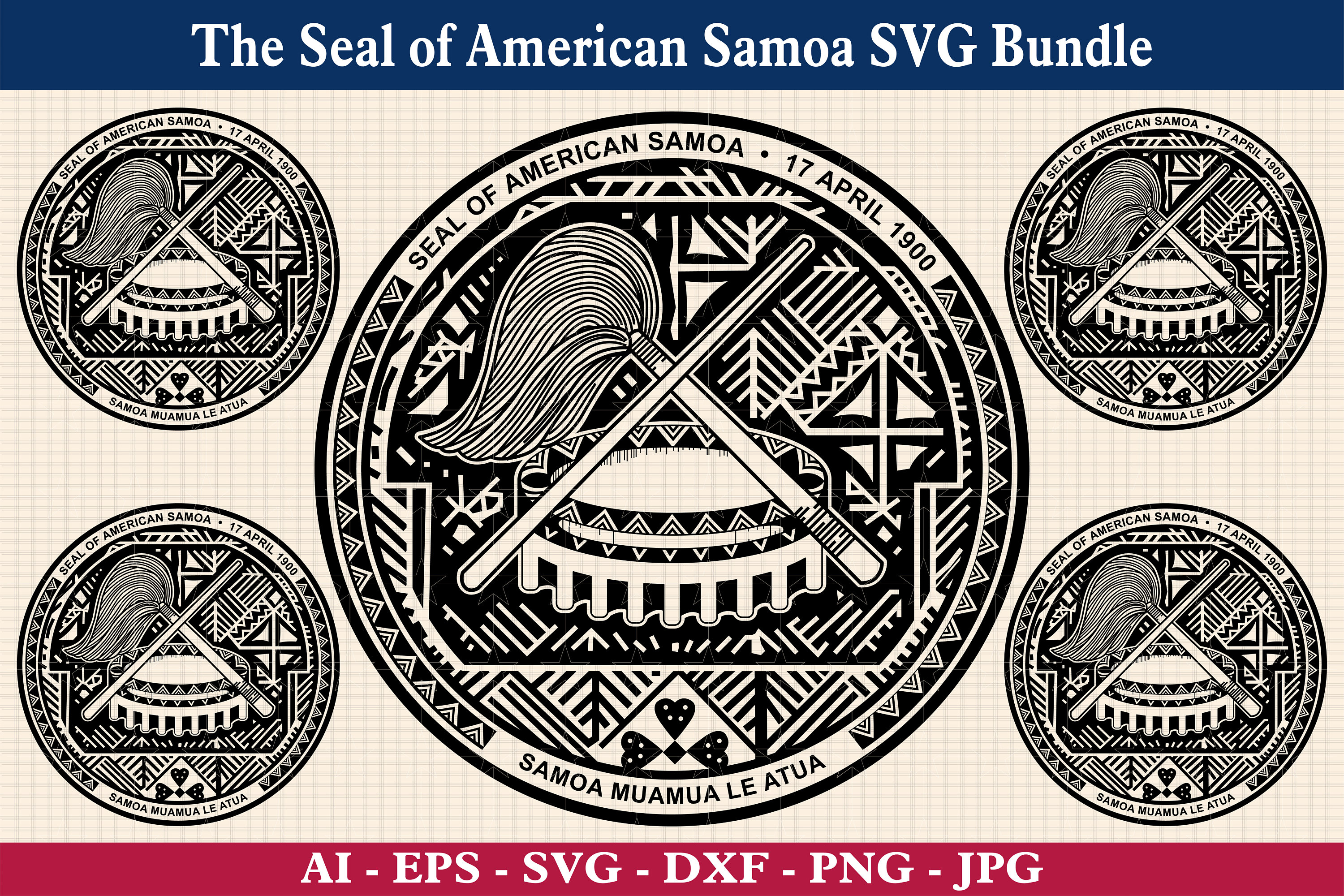 The Seal of American Samoa SVG Bundle, American Samoa Vector, American ...