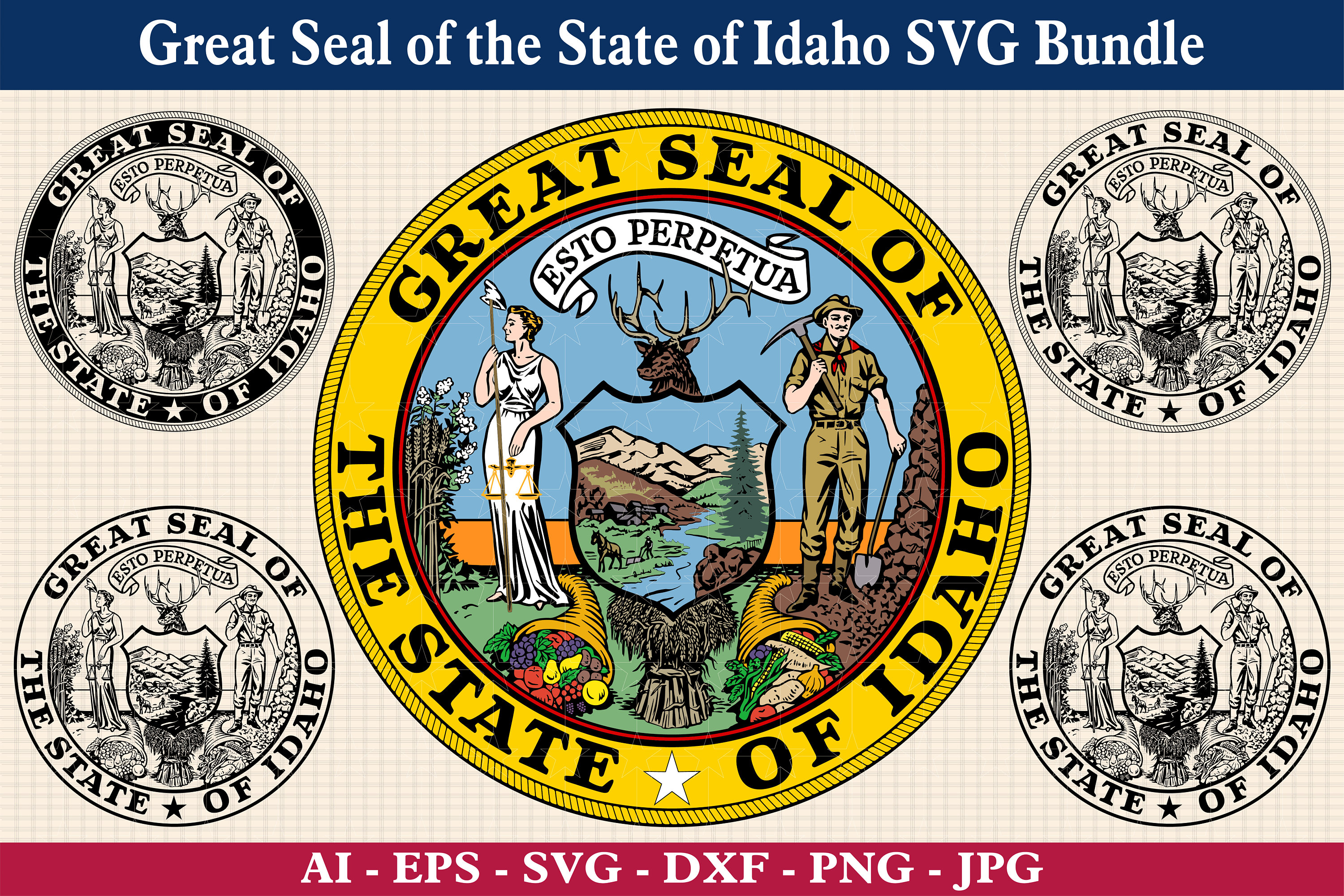 Great Seal of the State of Idaho SVG Bundle, Seal of Idaho Svg, State ...